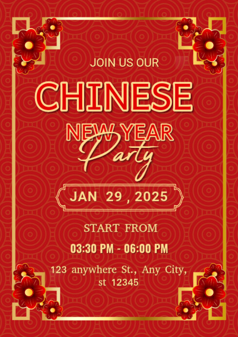 Chinese new year invitation card Template | PosterMyWall