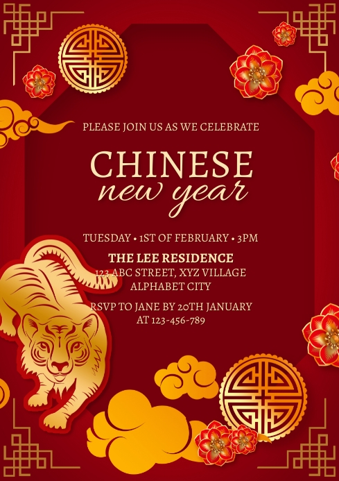 Chinese New Year Invitation Template | PosterMyWall