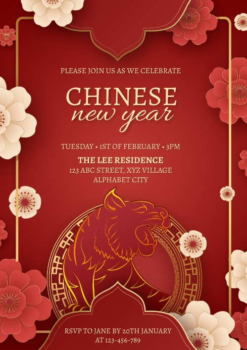 Chinese New Year Invitation Template | PosterMyWall