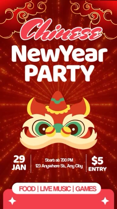 Chinese New Year Party Invitation Template | PosterMyWall