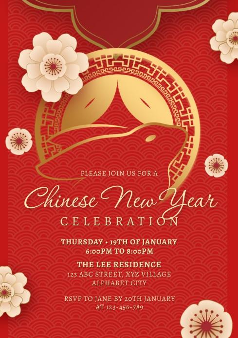 Chinese New Year Party Invitation Template | PosterMyWall