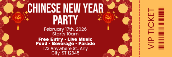 Chinese New Year Party Ticket Template | PosterMyWall