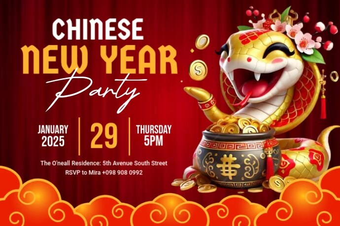 Chinese New Year Red Party Template | PosterMyWall