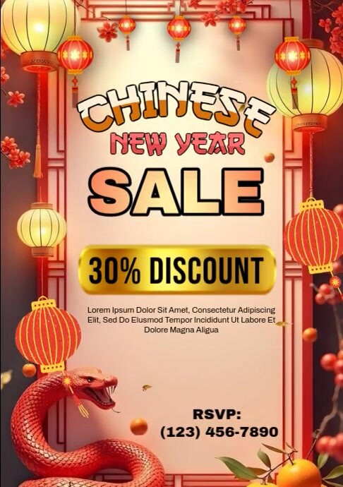 Chinese New Year Sale 30% Discount Template | PosterMyWall