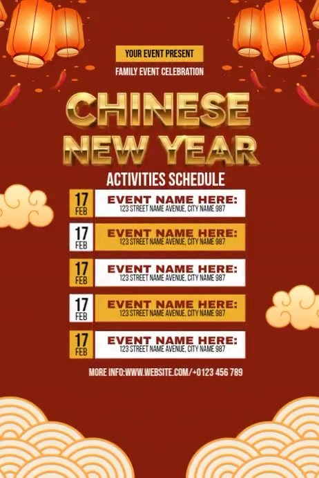 Chinese New Year Schedule Template | PosterMyWall