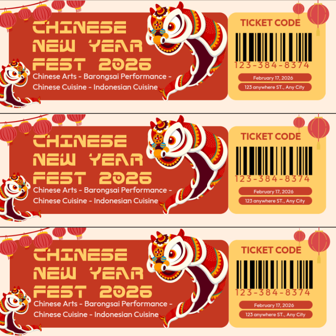 Chinese New Year Ticket Template | PosterMyWall