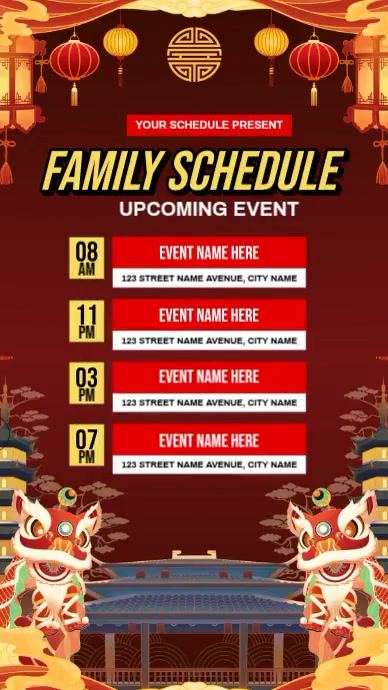 Chinese New Year Upcoming Schedule Template | PosterMyWall