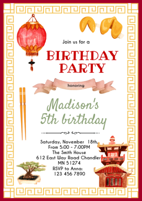 Chinese Restaurant Birthday Invitation Template | PosterMyWall