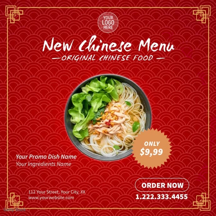 Chinese Restaurant Promo Social Media Template | PosterMyWall