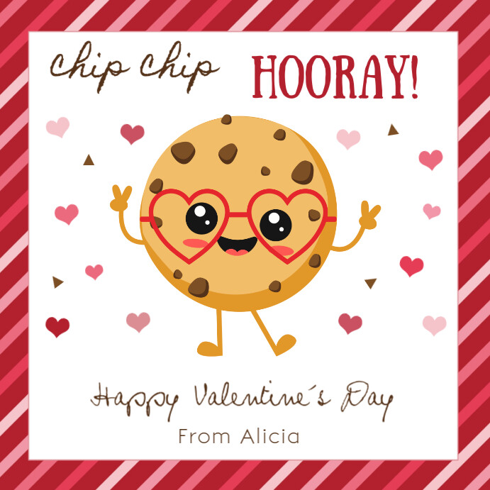 Chip Chip Hooray Valentine Printable Cookie Tag Template | PosterMyWall