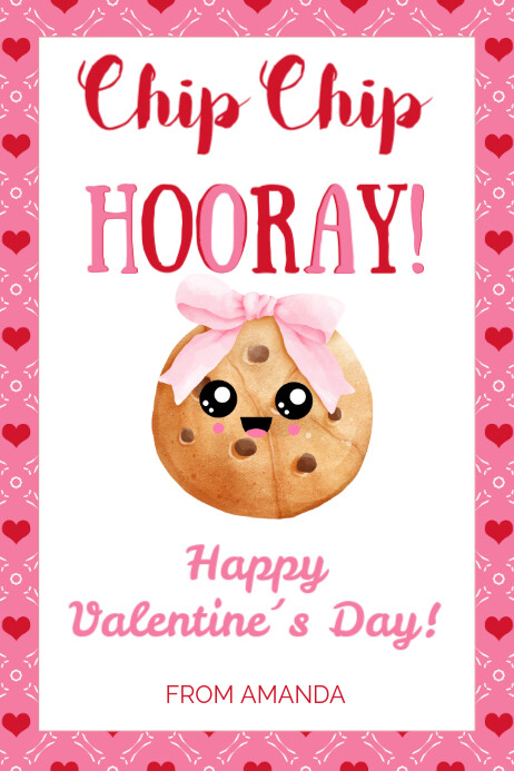 Chip Chip Hooray Valentine Printable Cookie Tag Template | PosterMyWall