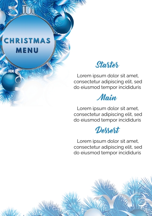 Chirstmas food menu card templata Template | PosterMyWall