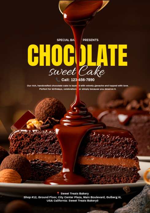 Chocolate cake ad Template | PosterMyWall