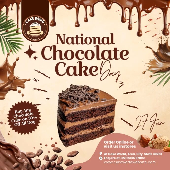 Chocolate Cake Day Post Template | PosterMyWall