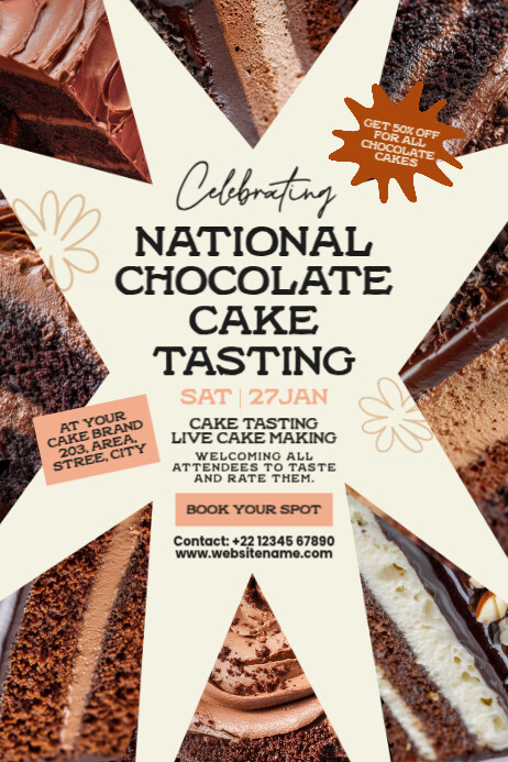 Plantilla de Chocolate Cake Tasting Event Poster Template | PosterMyWall
