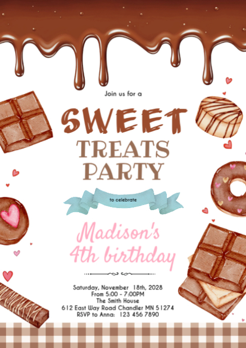 Chocolate dessert party theme invitation Template | PosterMyWall