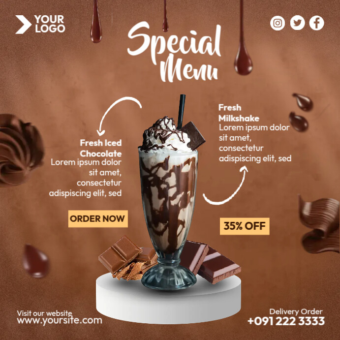 Chocolate Smoothie Ads Template | PosterMyWall