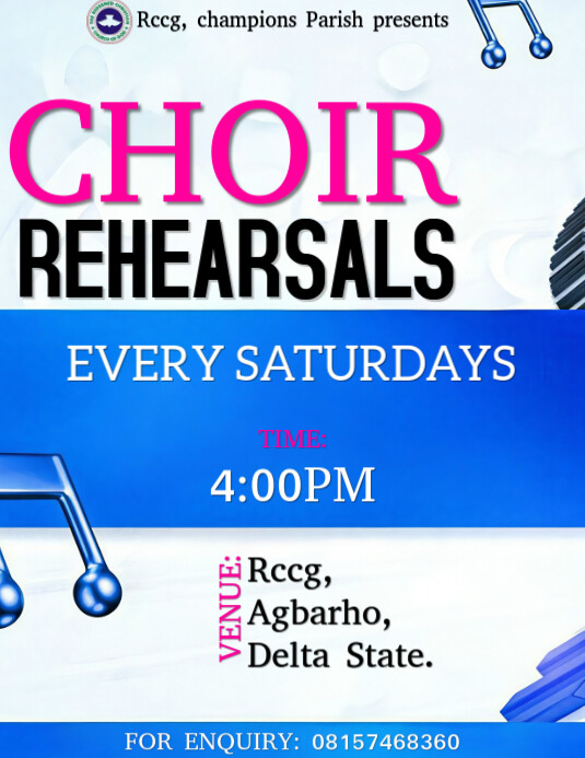 Choir Rehearsal Design Template | PosterMyWall