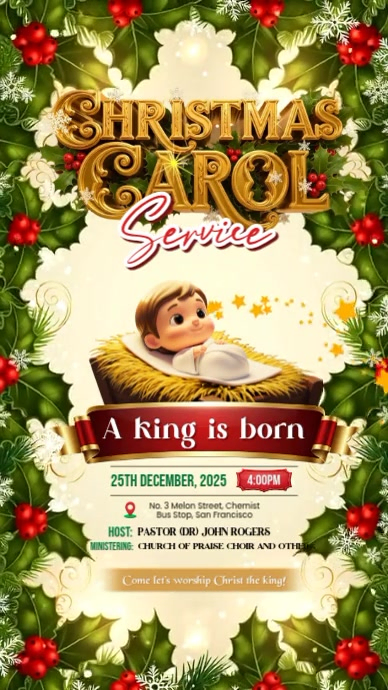 Christ Is Born Carol Night Template | PosterMyWall