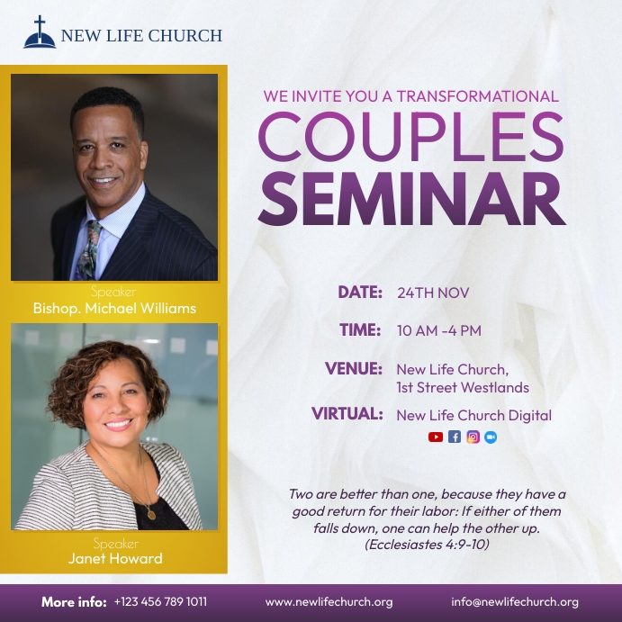 Christian Church Couples Seminar Template | PosterMyWall