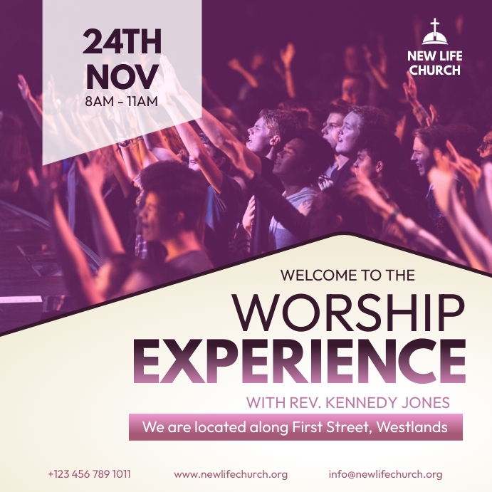 Christian Church worship experience template | PosterMyWall