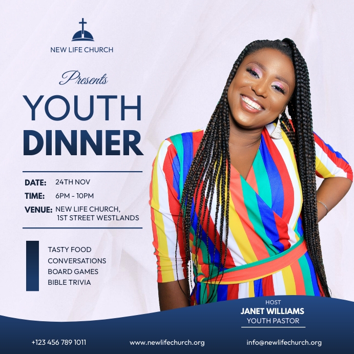 Christian Church Youth Dinner Party Template | PosterMyWall