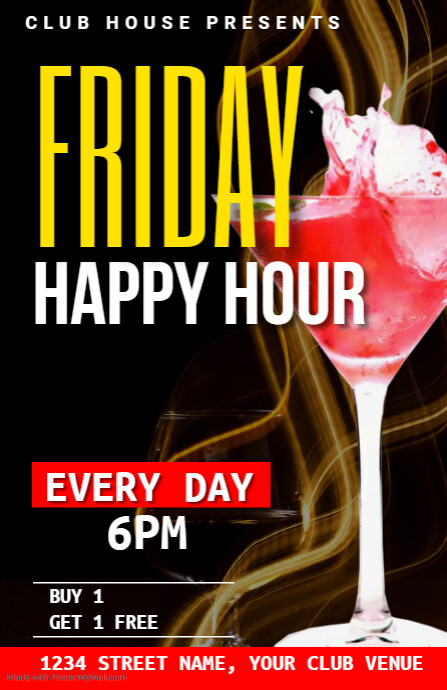 christmas, cocktails, winter, happy hour Template | PosterMyWall