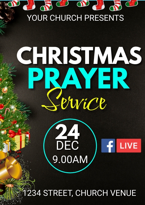 christmas, prayers, christmas service Template | PosterMyWall