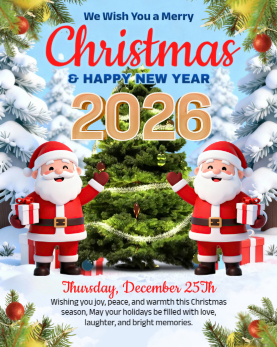 Christmas & Happy New Year 2026 Greeting Instagram Portrait Template ...