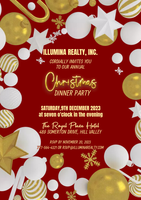 Christmas | Company Dinner Party Invite Template | PosterMyWall