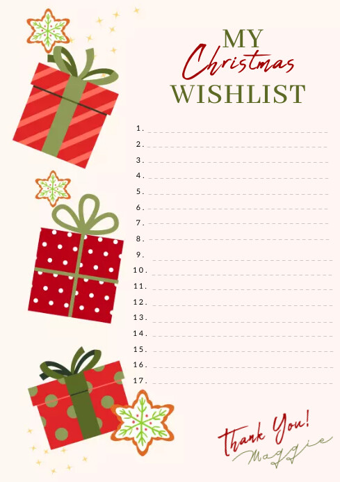 CHRISTMAS 2023 WISH LIST design template | PosterMyWall