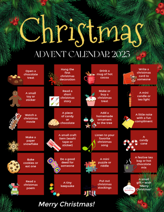 Christmas Advent Calendar Template | PosterMyWall