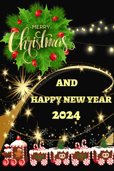 CHRISTMAS AND HAPPY NEW YEAR (1) Template | PosterMyWall