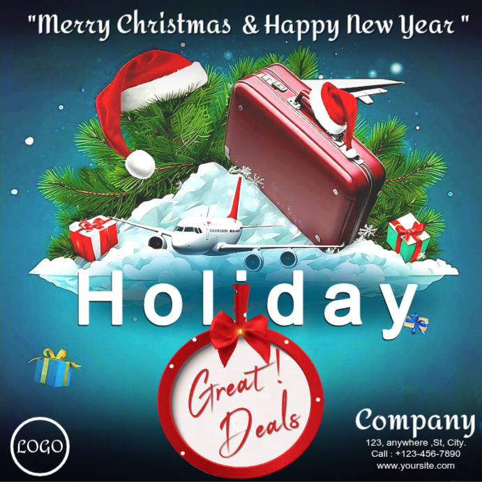 Copy of Christmas and New Year travel ads free editable template for ...