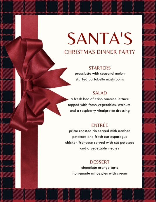 CHRISTMAS AND SANTA MENU TEMPLATE | PosterMyWall