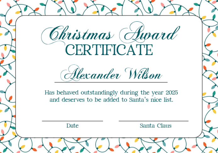 Christmas Award Certificate Template | PosterMyWall