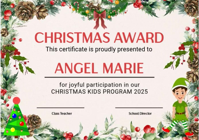 Christmas Award Certificate Design Template | PosterMyWall