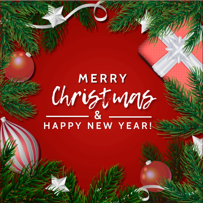Christmas background with realistic decoratio Template | PosterMyWall