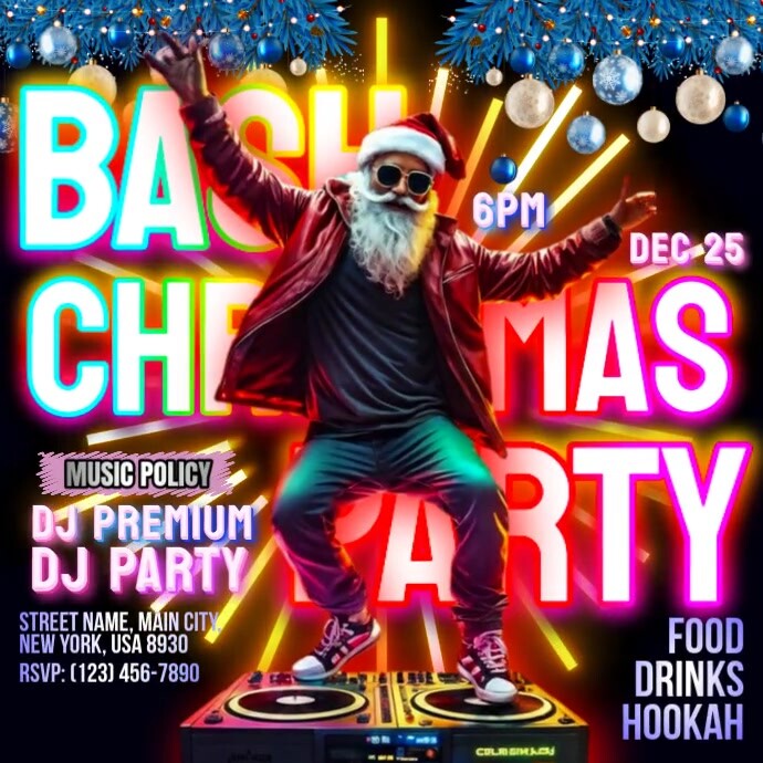 Christmas Bash Party Template | PosterMyWall