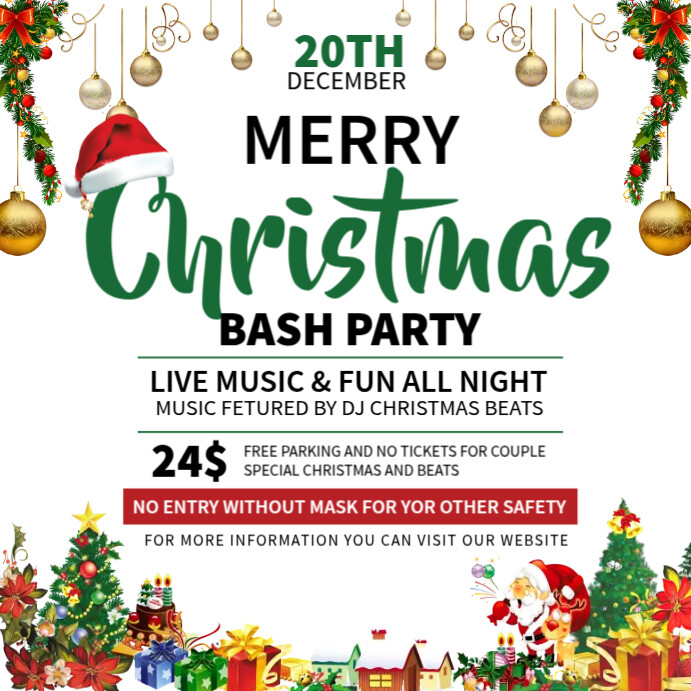 Christmas Bash Party Template | PosterMyWall