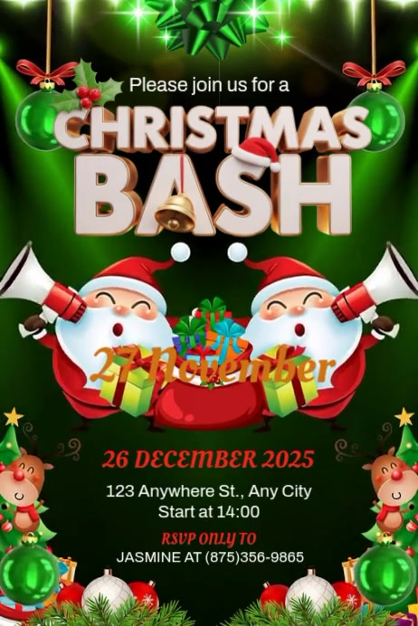 Christmas Bash Party Invitation Template | PosterMyWall