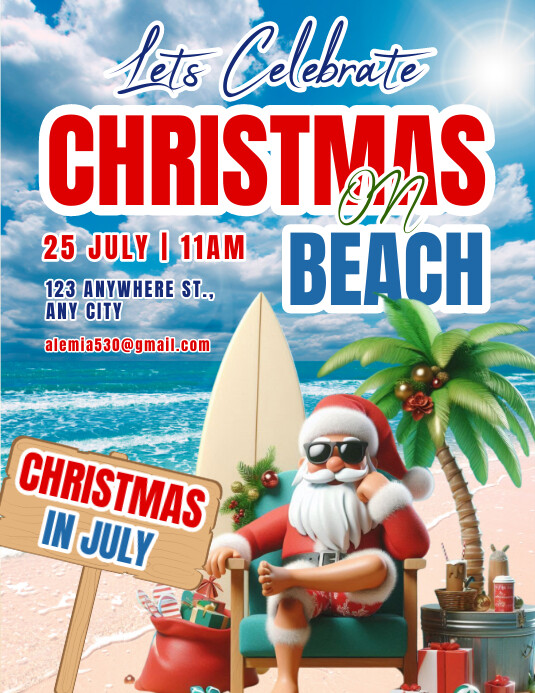 Christmas beach party Template | PosterMyWall