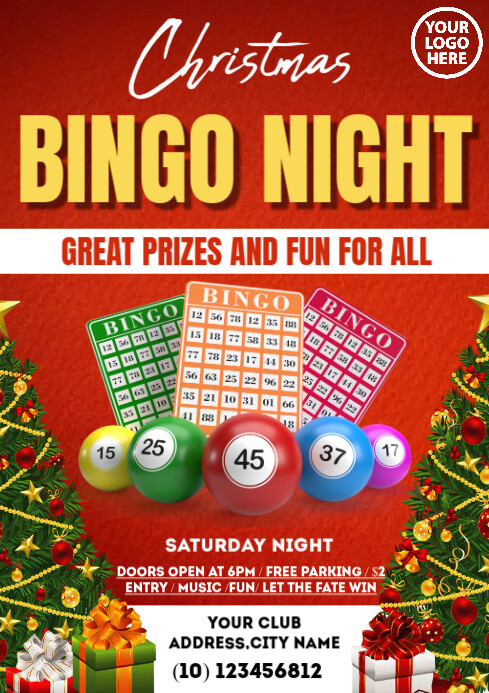 Christmas bingo night event contest template | PosterMyWall