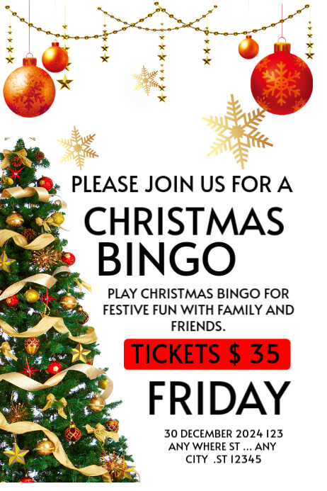 Christmas Bingo Night Event Poster Template | PosterMyWall
