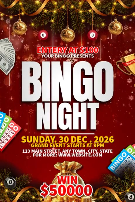 Christmas Bingo Night Poster Template | PosterMyWall