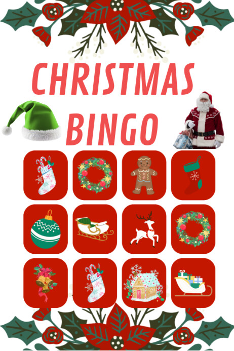 Christmas bingo party card Template | PosterMyWall