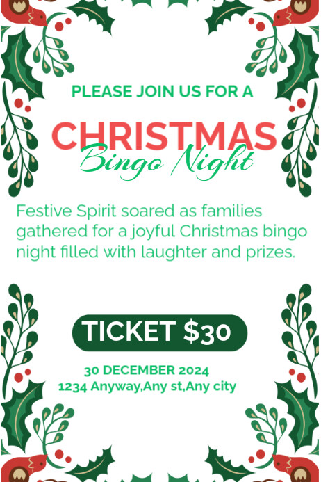 Christmas bingo party Template | PosterMyWall