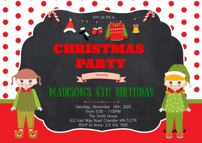 Christmas birthday party invitation Template | PosterMyWall