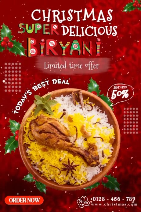 Christmas Biryani Food Menu (1) Template | PosterMyWall
