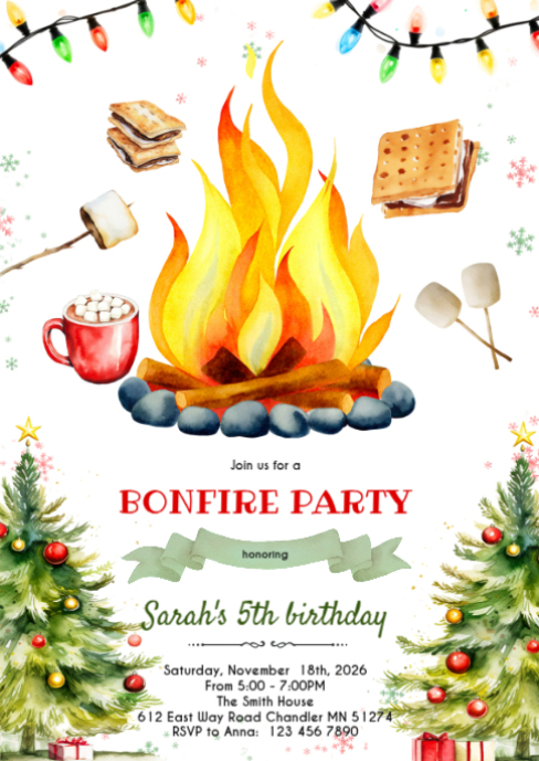 Christmas Bonfire Invitation Template | PosterMyWall